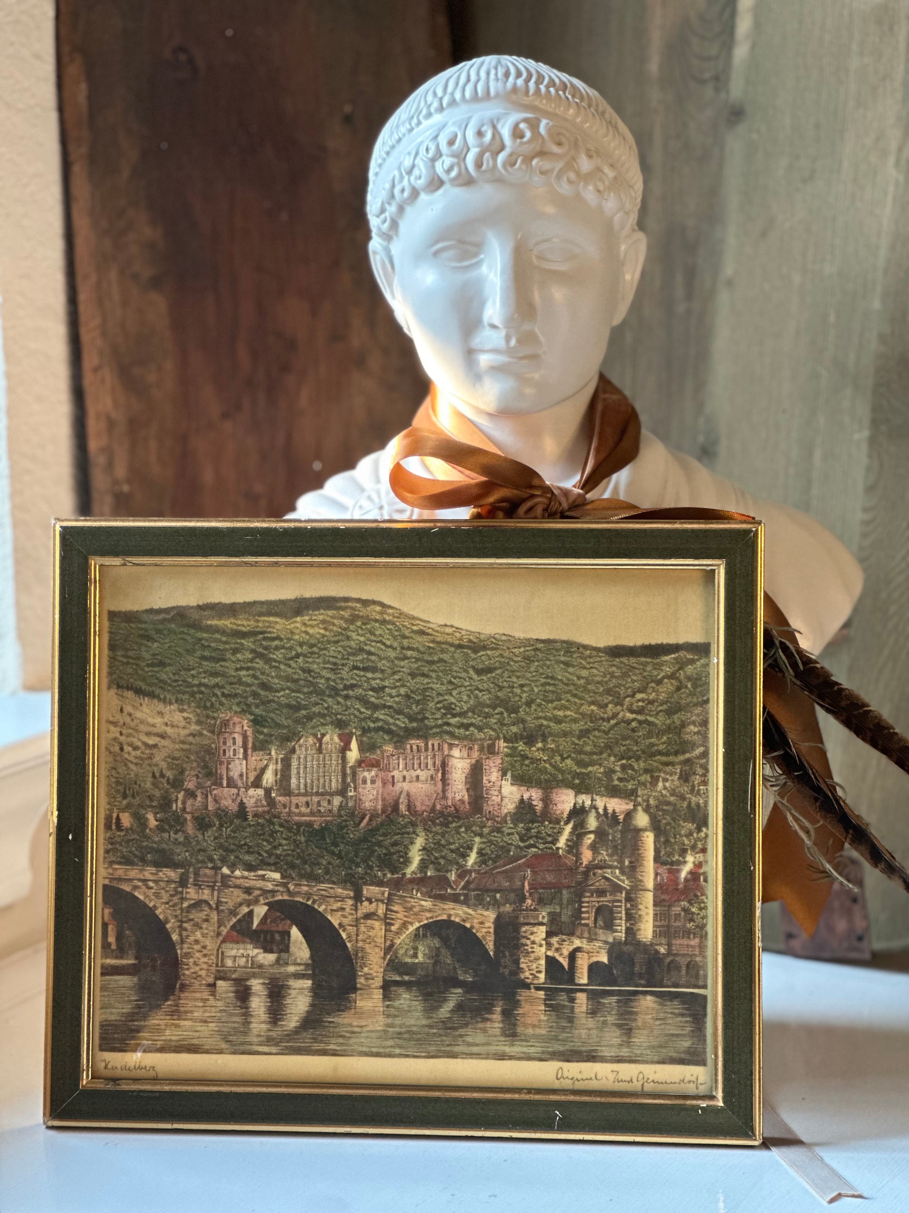 Antique Heidelberg Colored Etching on Silk Artwork – The Vintage Abode